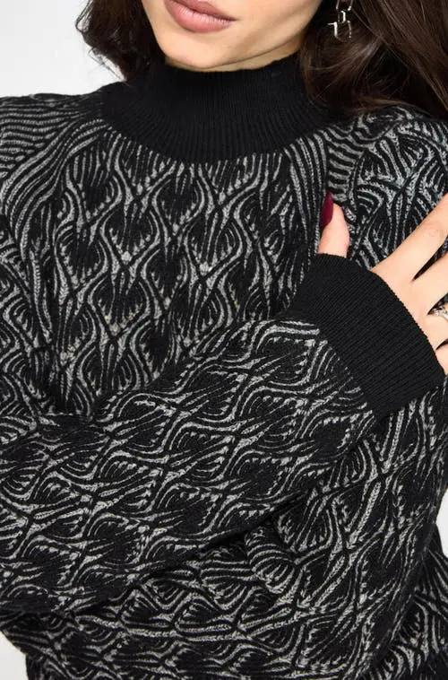 DISTURBIA Edna Cotton Ribbed Funnel Neck Jumper