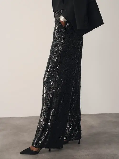 The Fold Arezzo Sequin High Waisted Trousers