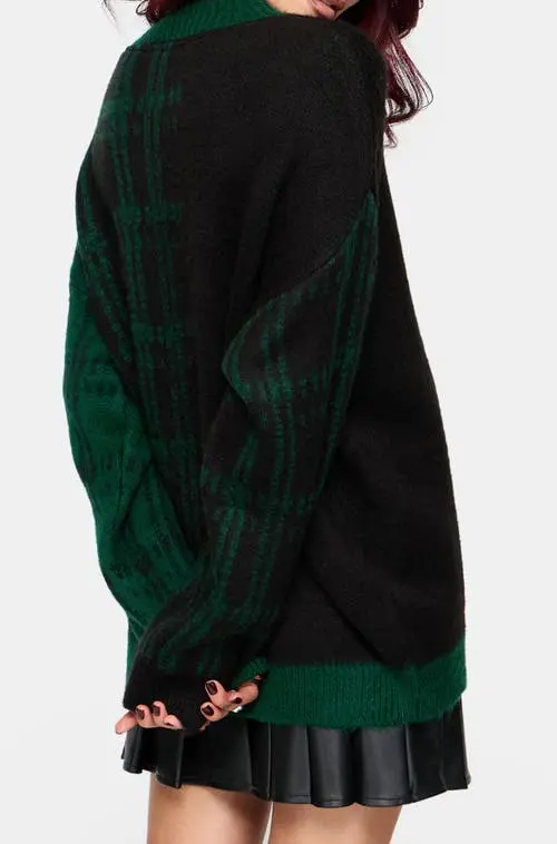 DISTURBIA Checkmate Check Fluffy Knit Jumper