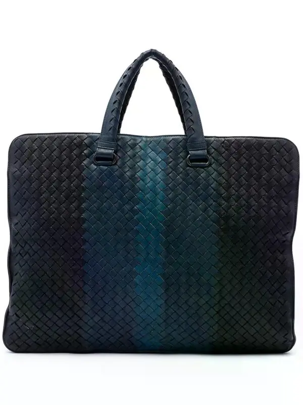 Bottega Veneta 2012-2026 Nappa Intrecciato Club Fume Briefcase Business Bag - Black