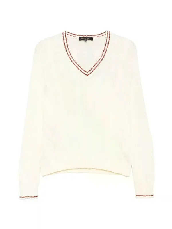 Loro Piana Augusta Cable-knit V-neck Sweater