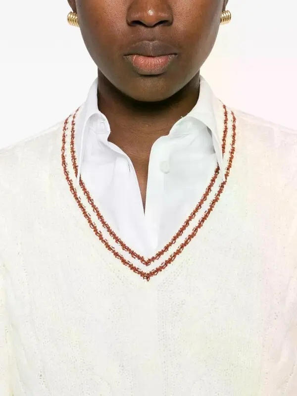 Loro Piana Augusta Cable-knit V-neck Sweater