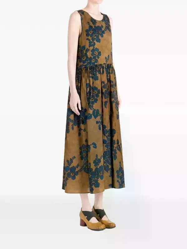 UMA WANG Floral-print Sleeveless Midi Dress
