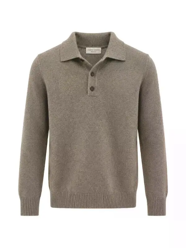ROBERTO COLLINA Knitted Polo Shirt - Neutrals