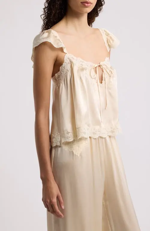 DÔEN Rosalee Silk Top With Lace Trim