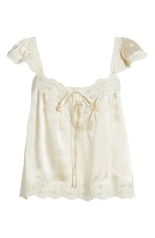 DÔEN Rosalee Silk Top With Lace Trim