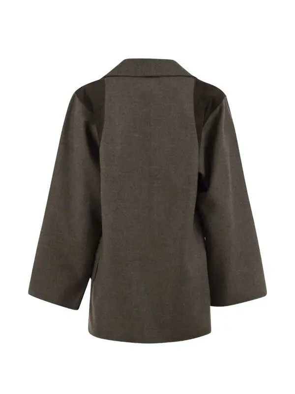 Max Mara Fenice Blazer In Virgin Wool With Leather Inserts