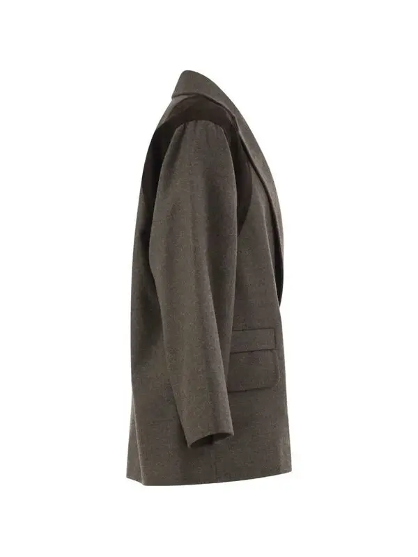 Max Mara Fenice Blazer In Virgin Wool With Leather Inserts