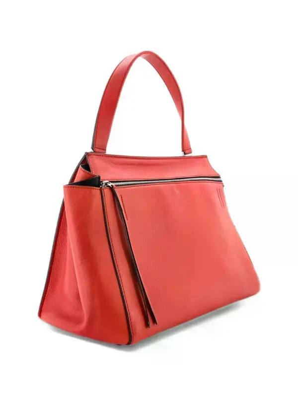 Celine Edge Bag Leather Medium Satchel - Red