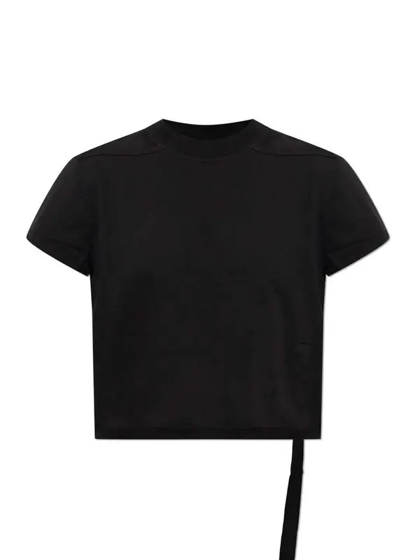 Rick Owens T-shirt With Ribbed Trims And A Hanging Strap - Black