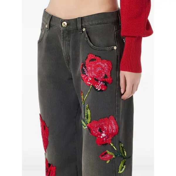 Blumarine Grey Denim Straight-leg Jeans