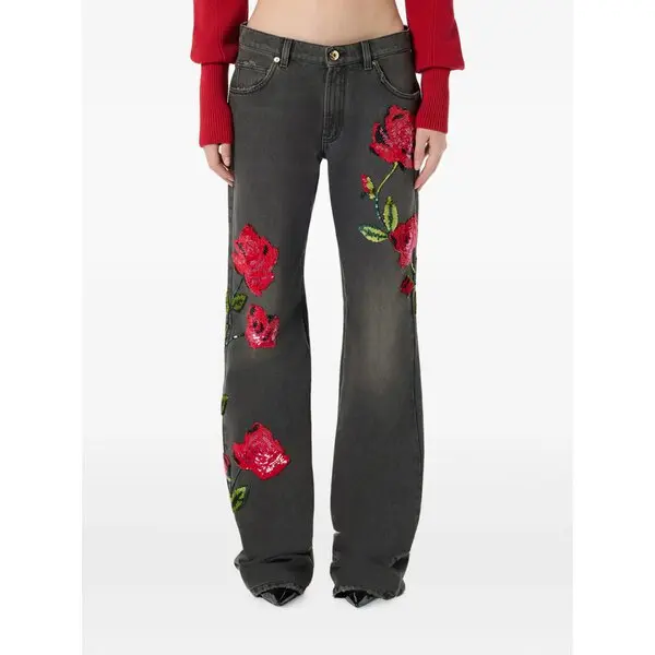 Blumarine Grey Denim Straight-leg Jeans