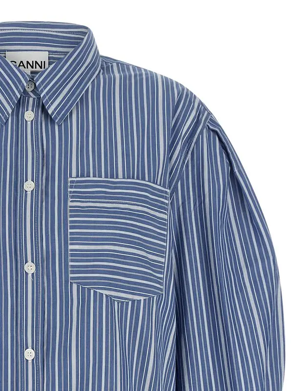 GANNI Striped Cotton Shirt