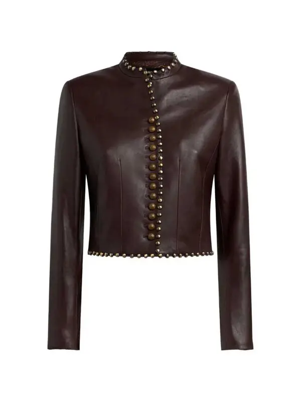 Etro Studded Cropped Leather Jacket