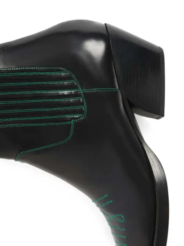Marni Leather Cowboy Boots With Contrast Stitching