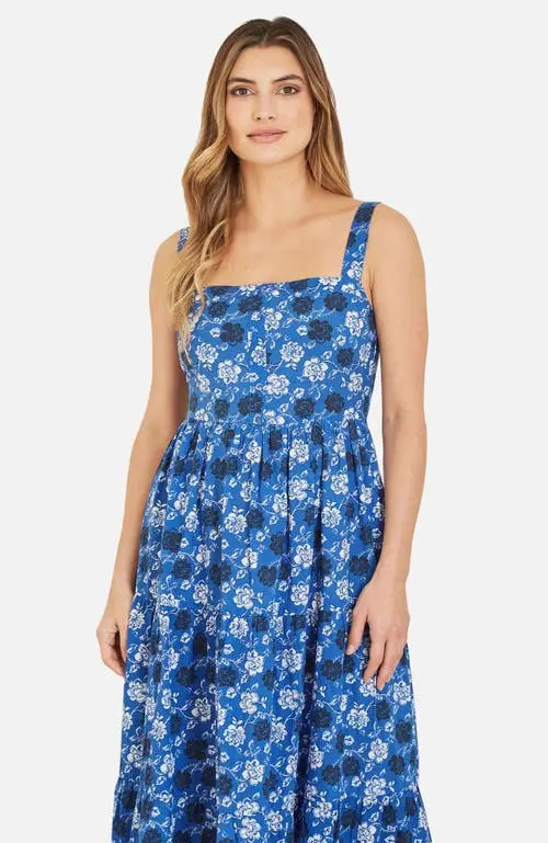 YUMI Floral Strappy Midi Sun Dress