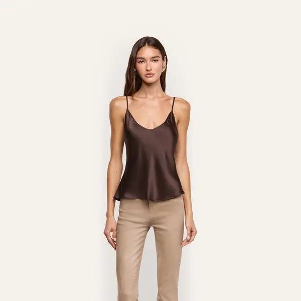L'AGENCE Lexi Silk Camisole - Dark Espresso