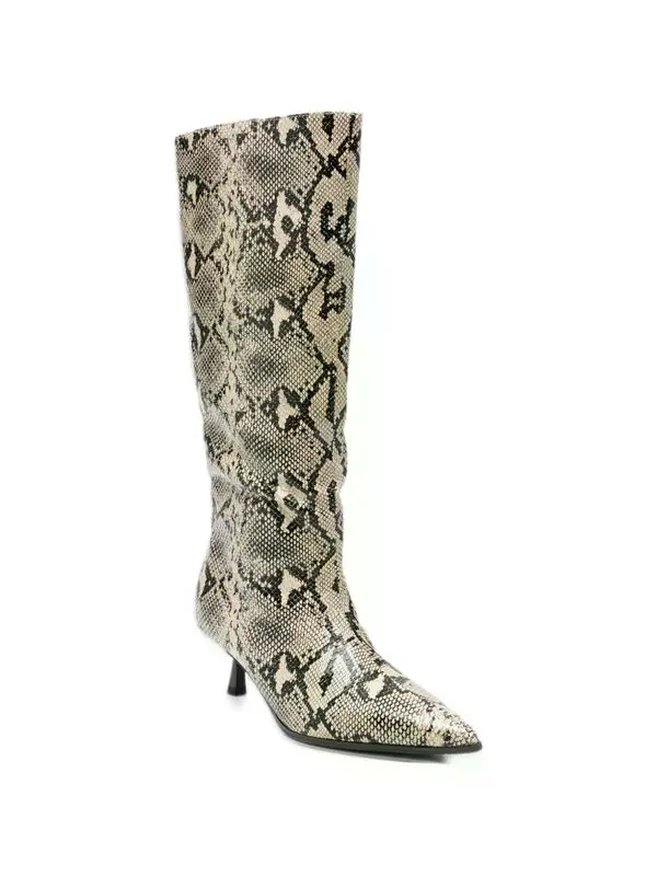 GIOSEPPO Snake-effect Knee-high Boots