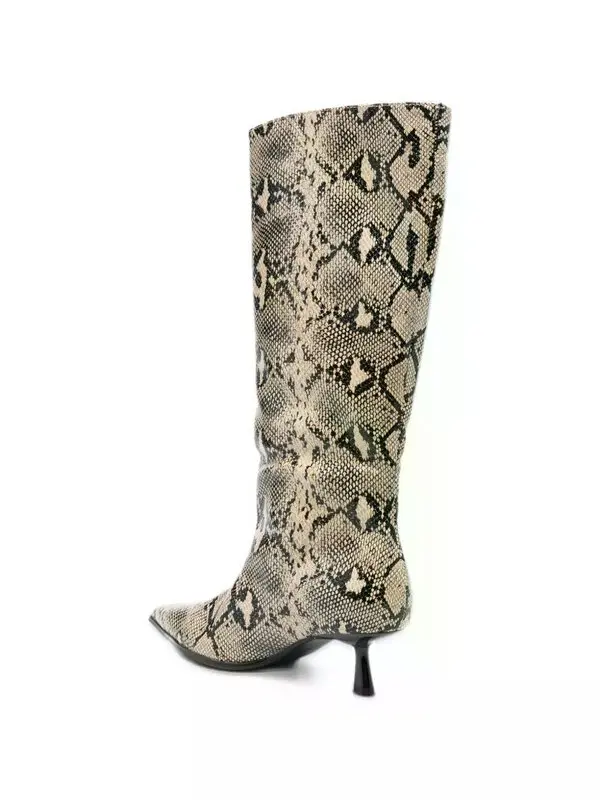 GIOSEPPO Snake-effect Knee-high Boots