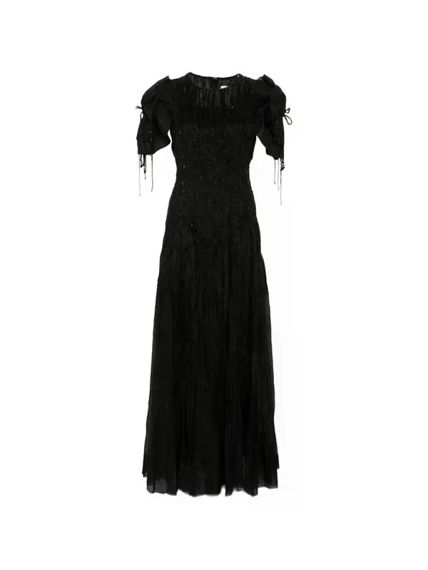 Aje Hazel Embellished Pleated Maxi Dress - Black