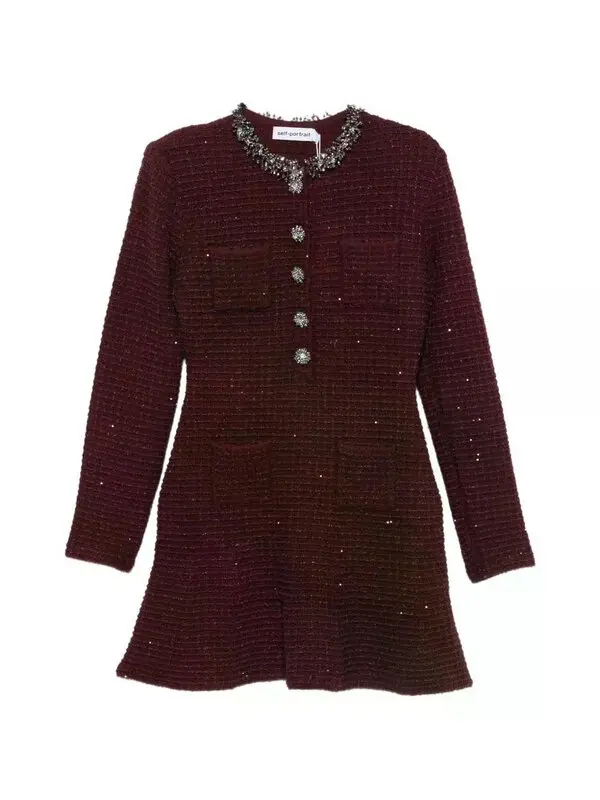 SELF-PORTRAIT Embellished Boucle Mini Dress