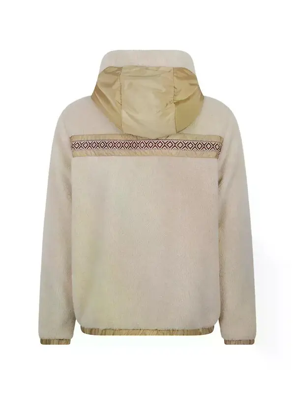 Moncler Geometric Trim Teddy Zip-up Hoodie - Neutrals