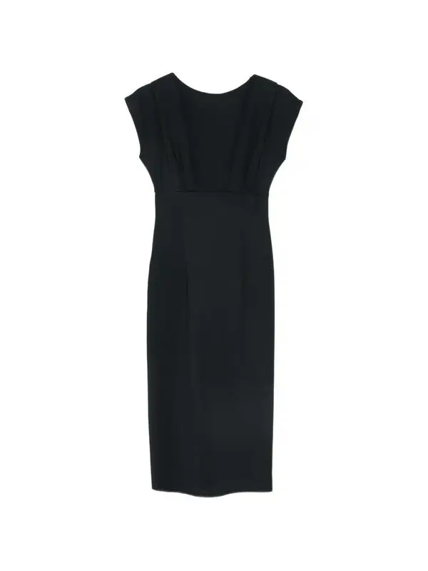 CARLA G. Pleated V-back Midi Dress