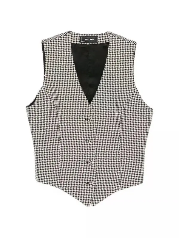 STYLAND Houndstooth-pattern Waistcoat - Neutrals
