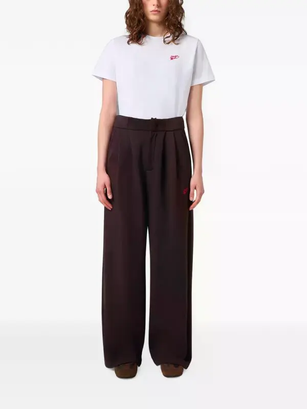MSGM Pleated Logo-embroidered Straight Trousers