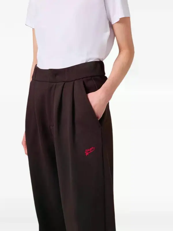 MSGM Pleated Logo-embroidered Straight Trousers