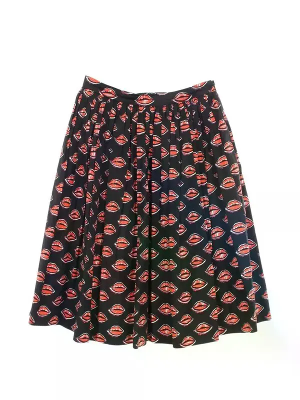 Prada 2010s Lip-pattern Midi Skirt