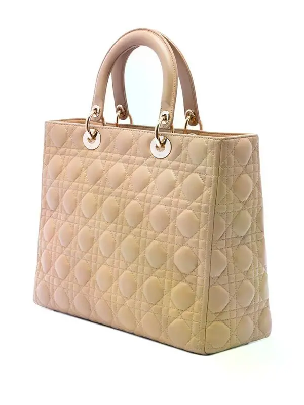 Dior 2011 Large Lambskin Cannage Lady Satchel - Neutrals