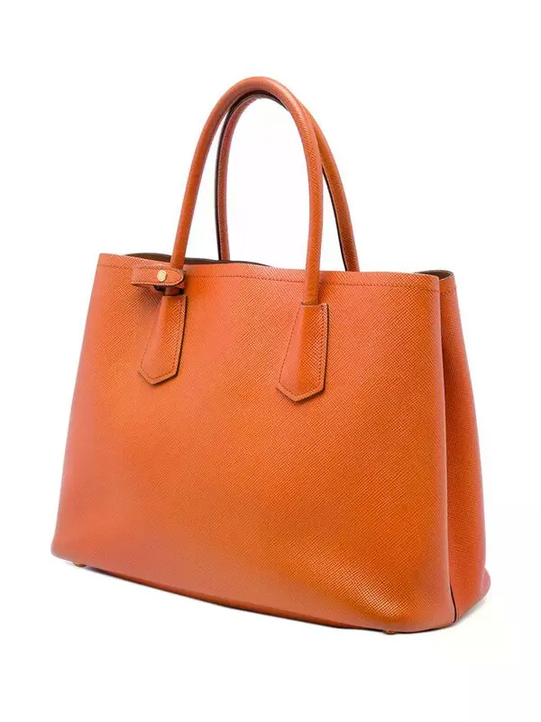 Prada 2013-2026 Large Saffiano Cuir Double Satchel - Orange