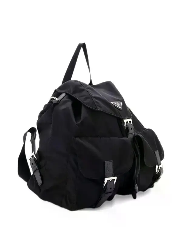 Prada Double Front Pocket Re-nylon With Leather Medium Backpack