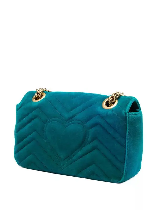 Gucci 2016-2026 Small Gg Marmont Matelasse Velvet Shoulder Bag - Blue