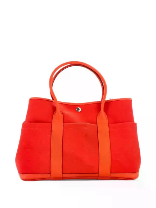 Hermès Garden Party Pockets Toile And Leather 36 Tote Bag - Red