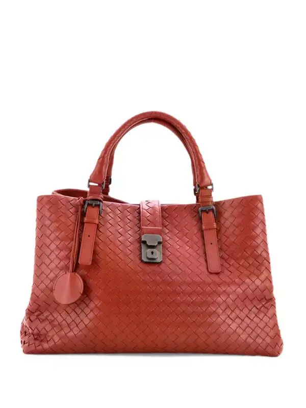 Bottega Veneta Roma Bag Intrecciato Nappa Medium Tote Bag - Red