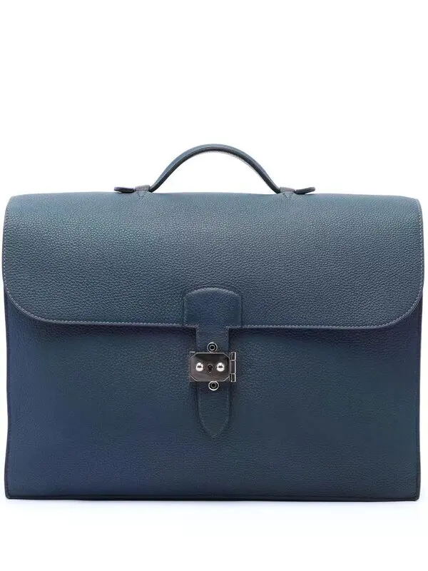 Hermès 2015 Togo Casaque Sac A Depeches 38 Business Bag - Blue