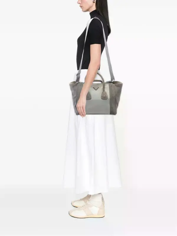 Prada 2010-2026 Scamosciato And Canapa Twin Pocket Double Handle Satchel