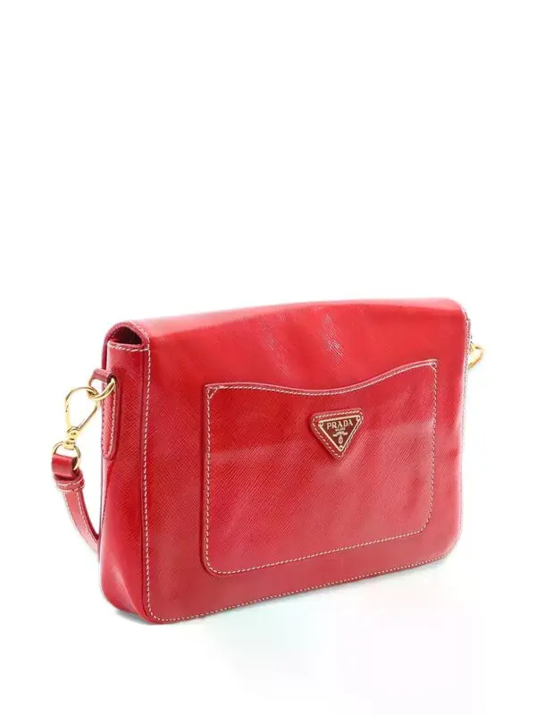 Prada 2000s Saffiano Vernic Shoulder Bag - Red