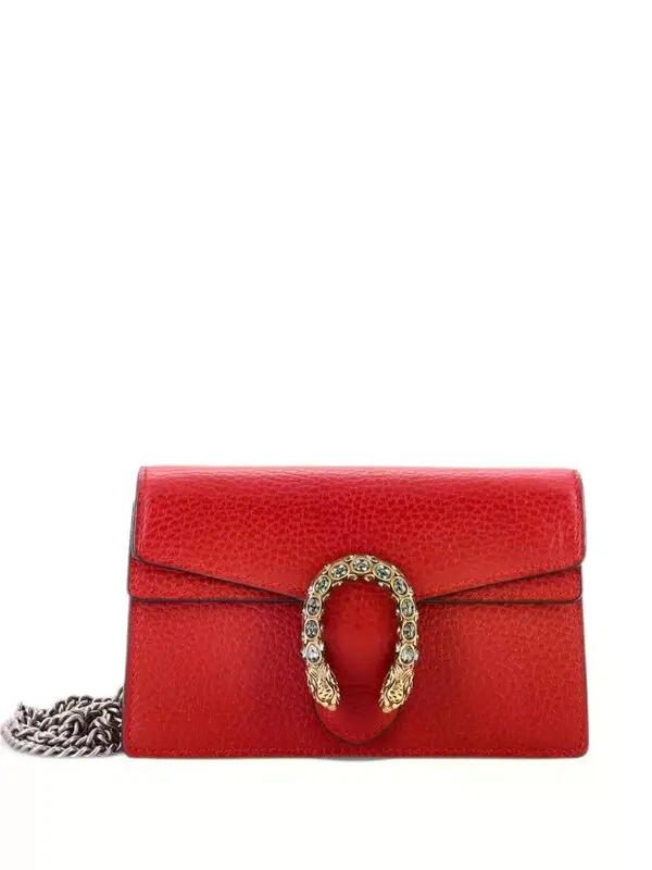 Gucci Dionysus Bag Leather Super Mini Clutch Bag - Red
