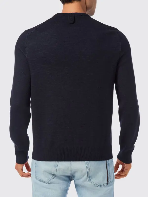 BILLIONAIRE Diamond Pattern Cotton Crewneck Sweater With Contrast Logo