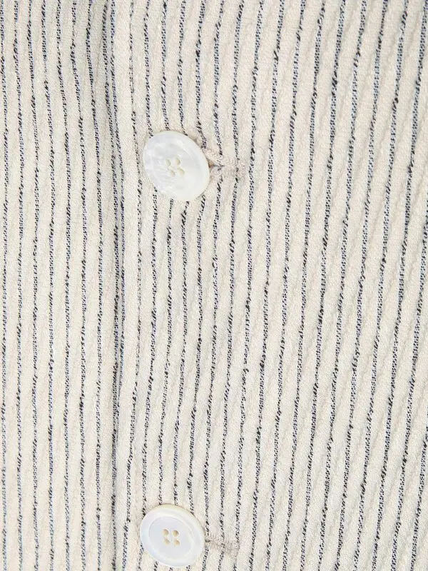 Jacquemus The Palmier Striped Linen Blend Jacket With Mandarin Collar - White