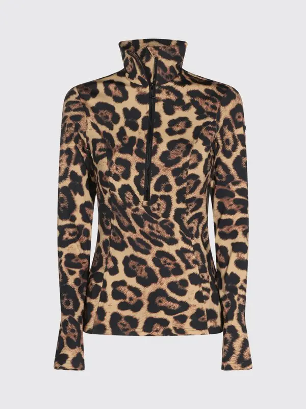 Goldbergh Leona Animal Print Technical Fabric Polo Neck With Zip