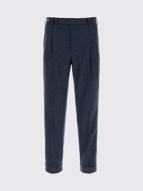 PT TORINO Check Tailored Trousers In Virgin Wool And Cashmere With Pleats