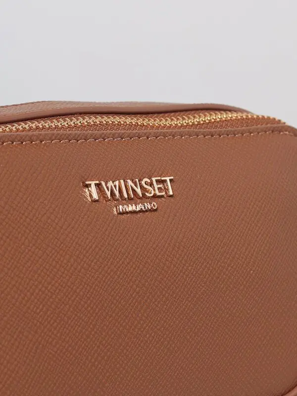 TWINSET Mini Camera Cross-body Bag With Adjustable Strap And Metal Logo - Camel