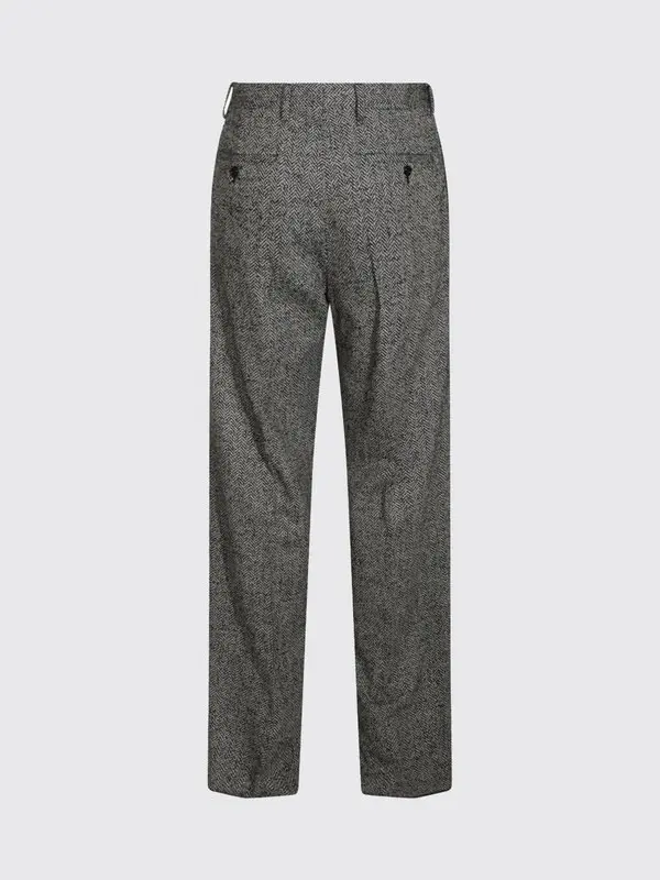LARDINI Chevron Wool And Silk Blend Tailored Trousers With Pleats