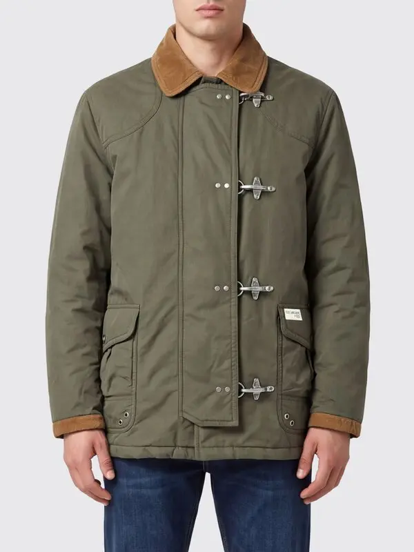 FAY Short Wool Parka With Iconic Toggles And Corduroy Collar