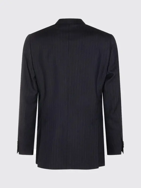 LARDINI Pinstriped Single-breasted Virgin Wool Suit With Notch Lapels