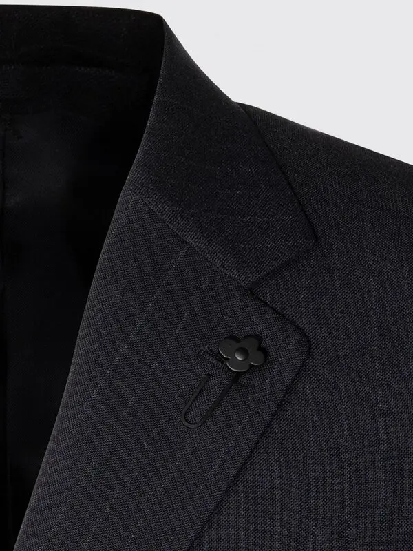 LARDINI Pinstriped Single-breasted Virgin Wool Suit With Notch Lapels